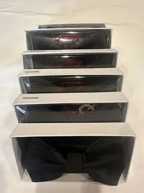 Accessories | Wedding Party Satin Bow Ties With Hankies Black | Poshmark